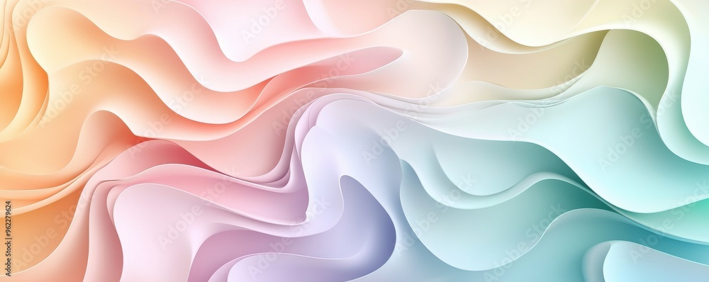 3D abstract background with flowing pastel colors creating a soft and ...