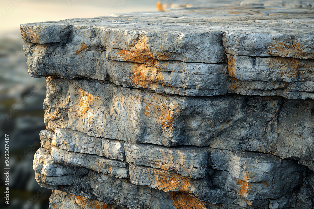 Erosion marks on a cliffside from natural forces over time ...