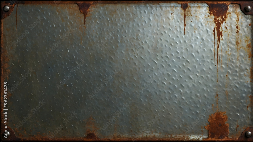 Rusty metal surface with textured pattern and visible corrosion in an ...