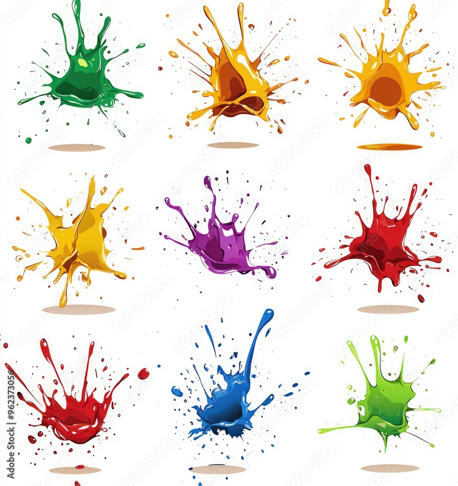 Colorful paint splash vector illustration on white background, clipart ...