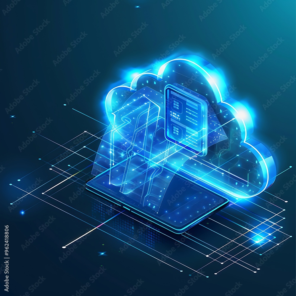 Cloud computing technology concept. 3d illustration of cloud computing ...