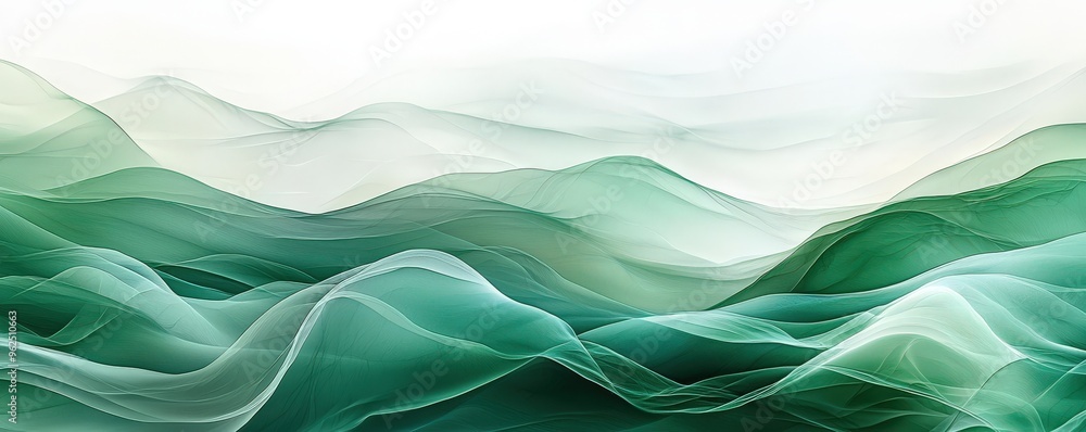 Delicate and flowing green lines weaving together in an intricate ...