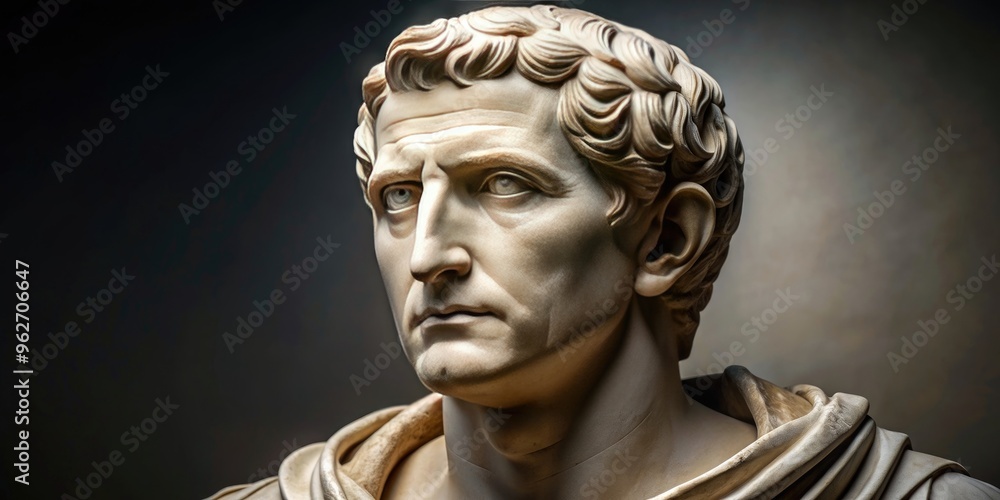 Bust of Roman Emperor Caesar with intricate details and realistic ...