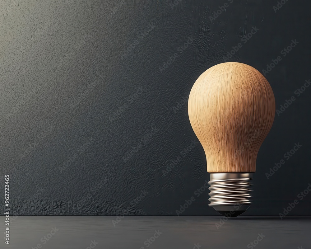 Wooden lightbulb with a softly glowing loading icon at the core ...