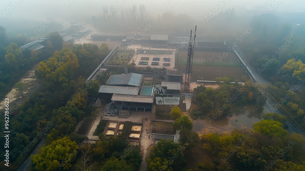 Aerial View of Chengdu’s Giant Panda Breeding Research Base, Mist ...