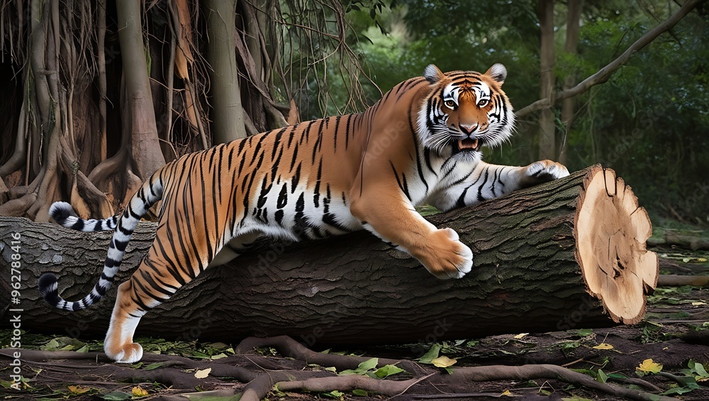 This captivating photograph captures the raw strength and agility of a ...