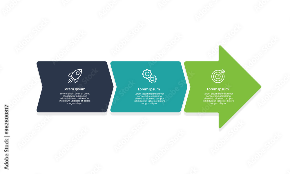 Business infographic arrow design template. 3 Steps to success ...