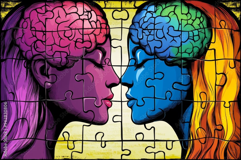 Neuronal resilience Cognitive interface Colorful puzzle brained ...