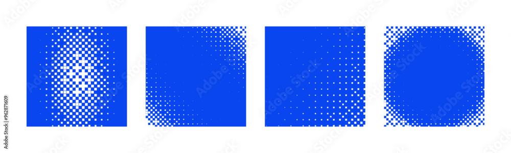 Blue pixel halftone background. Retro 8 bit game effect, old TV screen ...
