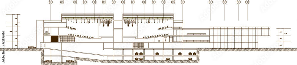 Vector sketch illustration of an architectural engineering design ...