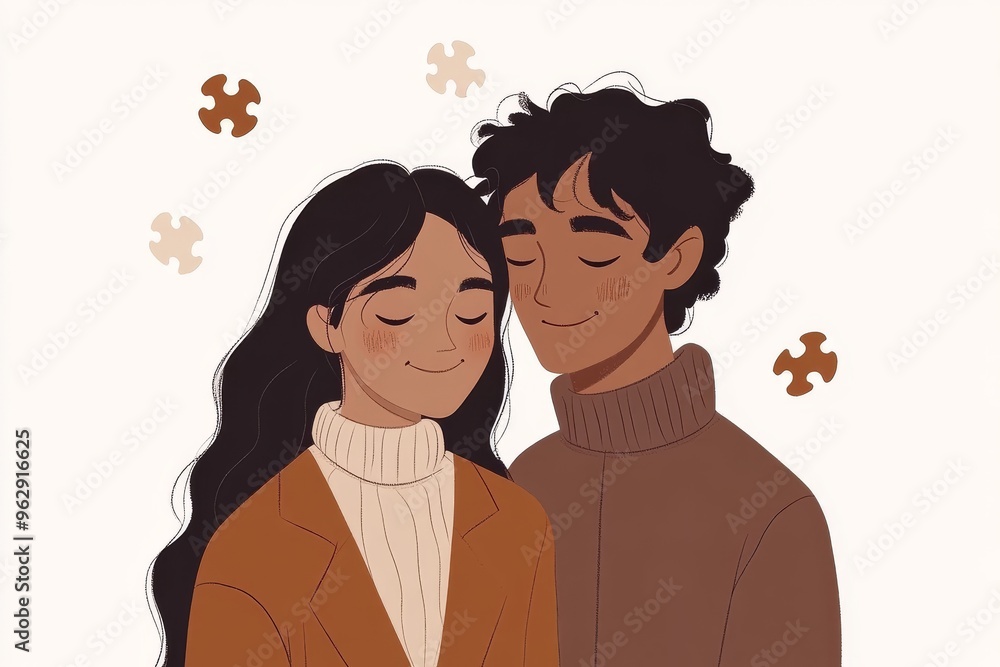 Neuroscience Basal ganglia Warm illustration of a couple embracing with ...