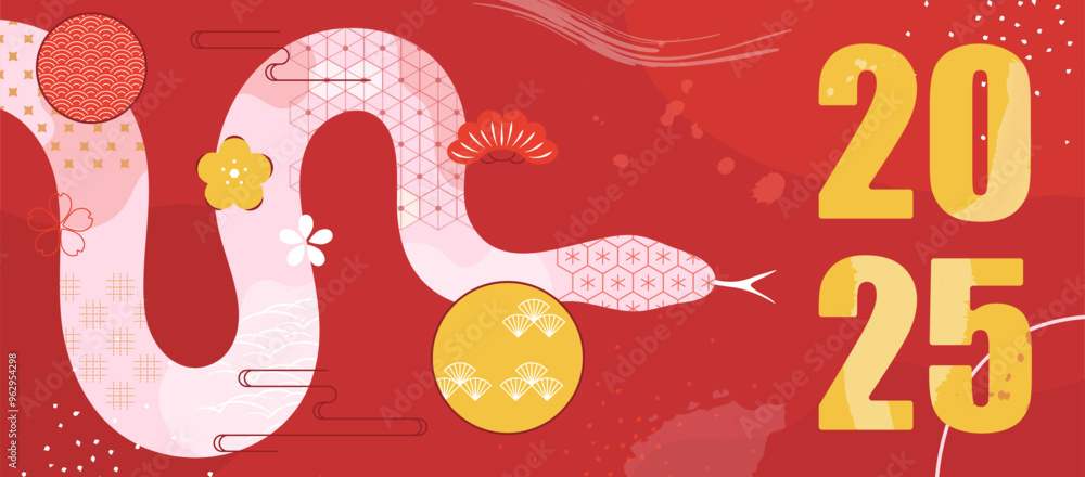 2025 Chinese New Year Banner. Year of the Snake CNY Card Template ...