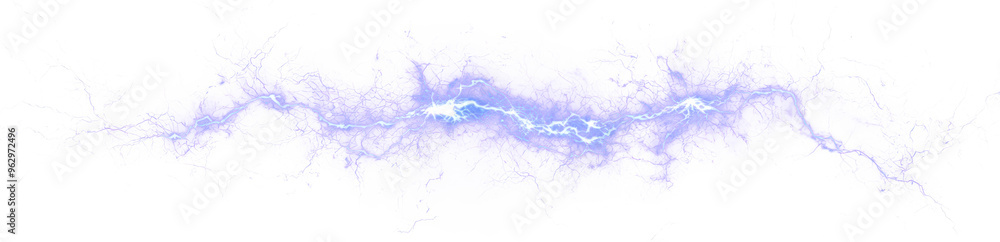 Row of abstract lightning graphic with electric blue tones isolate on ...