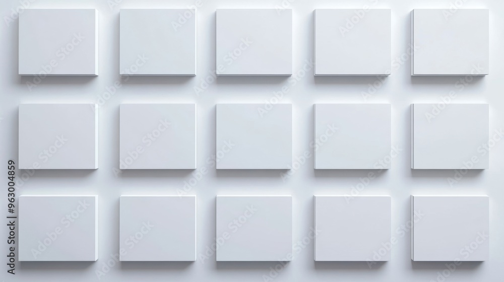 Collection of blank white boxes arranged in a grid, ready for ...
