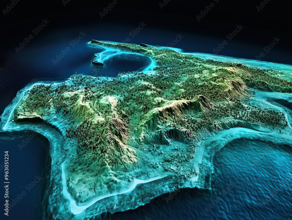 Technical aerial visual, 3D LiDAR GIS aerial map satellite scan model ...