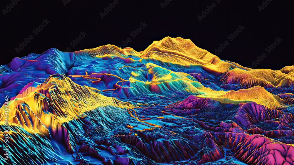 Technical aerial visual, 3D LiDAR GIS aerial map satellite scan model isolated, showing ...