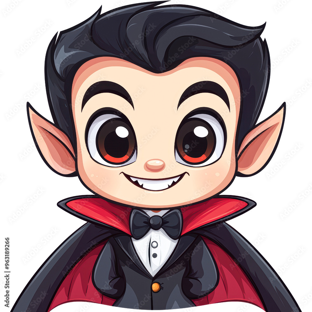 Cute cartoon vampire character with big eyes isolated on transparency ...