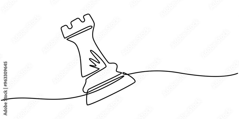 Single continuous line drawing chess pieces silhouette icon set ...