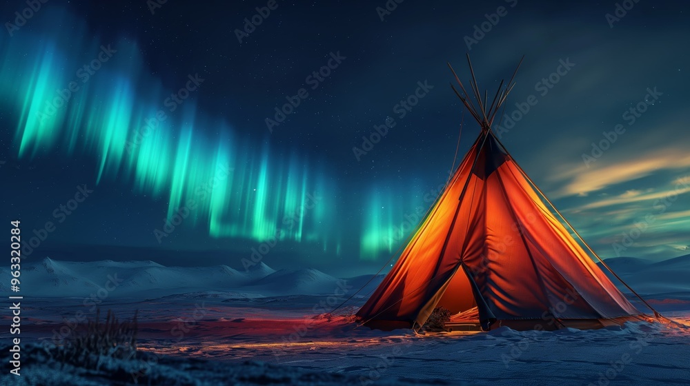 Northern Lights Sanctuary: A glowing tipi beneath the ethereal dance of ...