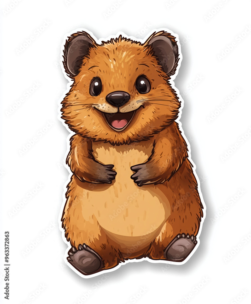 quokka cute animal cartoon character illustration furry happy adorable ...