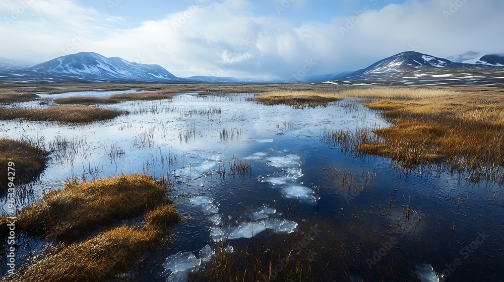 Arctic tundra transforming into wetlands, with melting permafrost ...