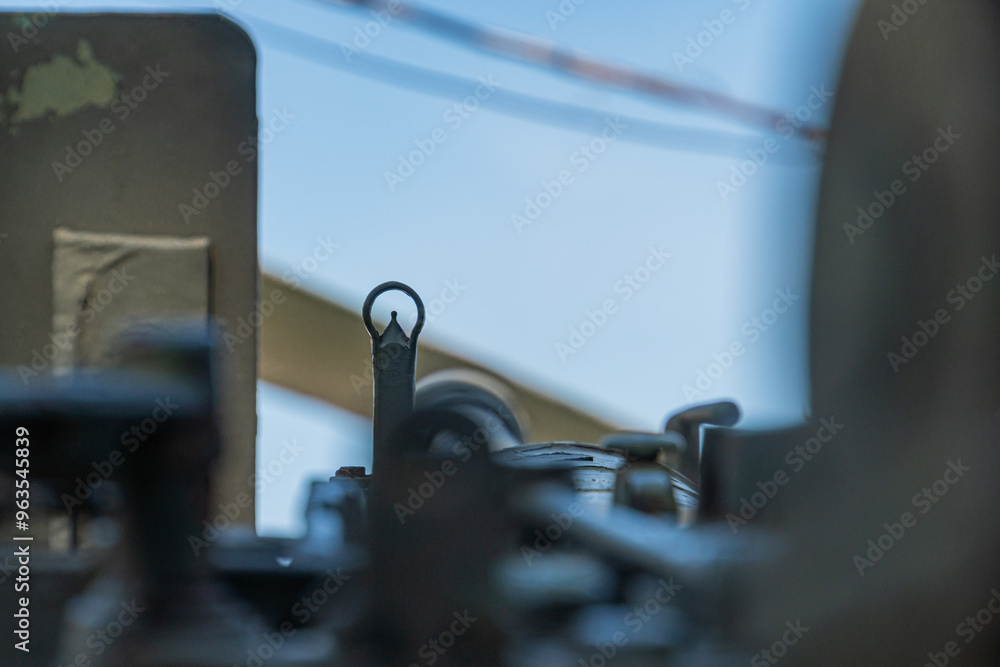 Anti-aircraft artillery, tanks, gun barrels, gun sights Kind on the sky ...