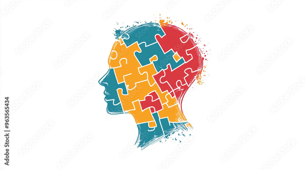 Human Head Profile with Jigsaw Puzzle, Mental Health and Cognitive ...