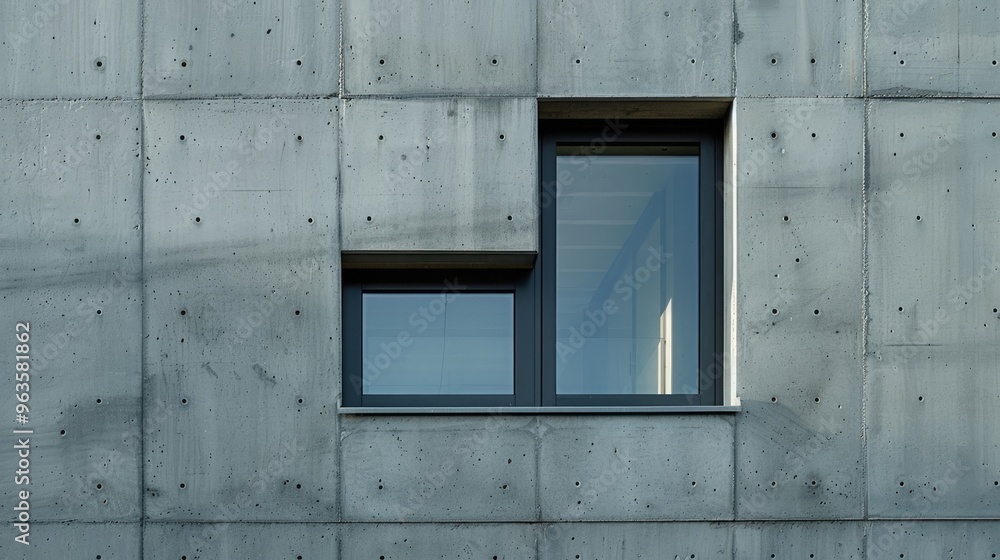Exterior concrete wall and window detail with formwork technique. Stock ...