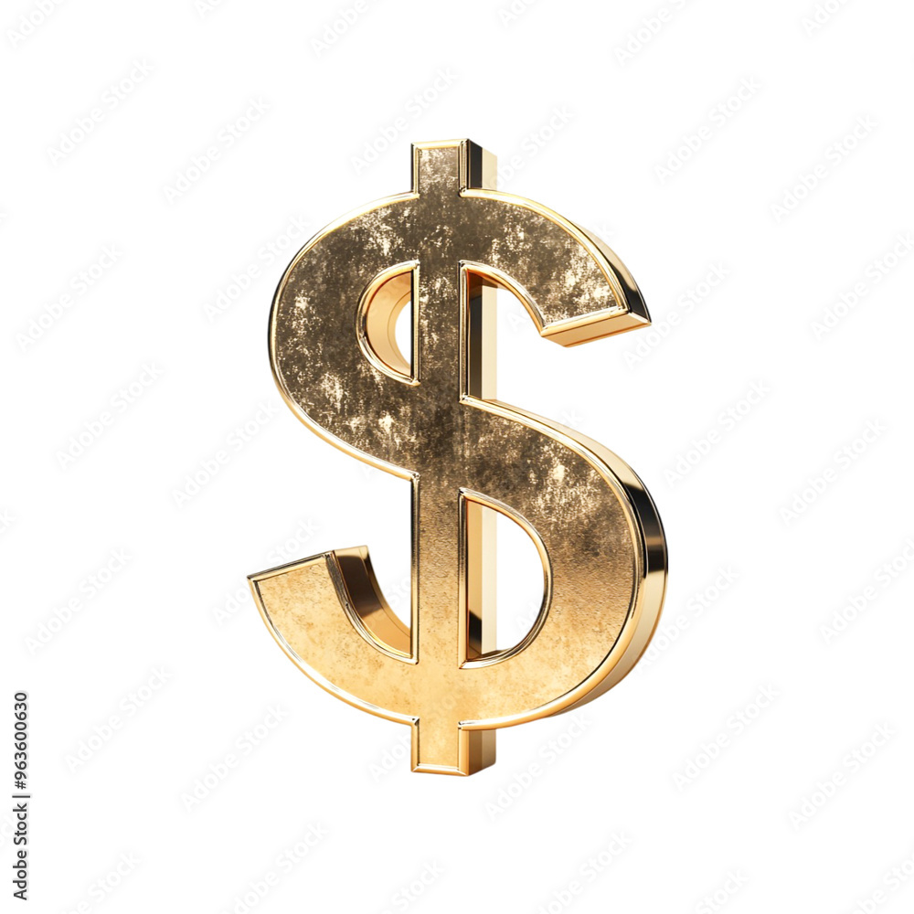 gold dollar sign on a transparent background Stock Photo | Adobe Stock