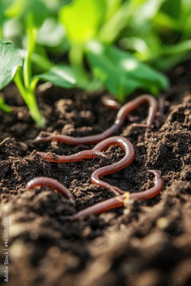 Up-Close Look at Earthworms in Nutrient-Rich Soil Stock Photo | Adobe Stock