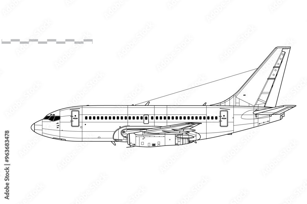 Boeing 737-100 Original. Vector drawing of short range passenger jet ...