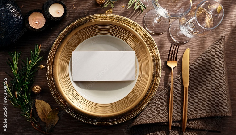 fine dining table setting of luxury fancy restaurant menu invitation ...