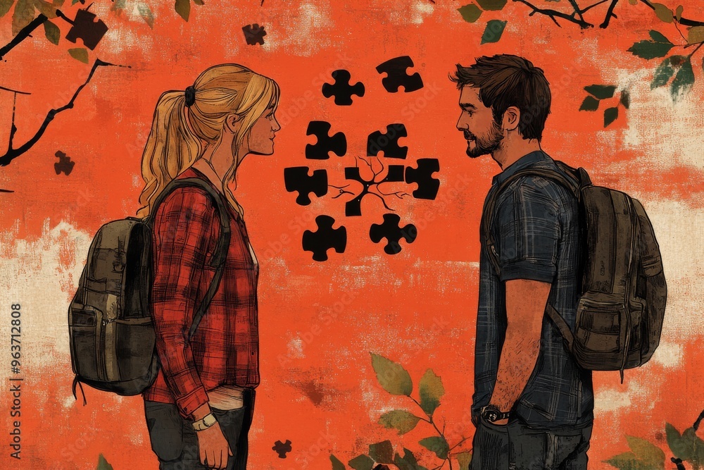 Cognitive potential Neural network Artistic illustration of two people ...
