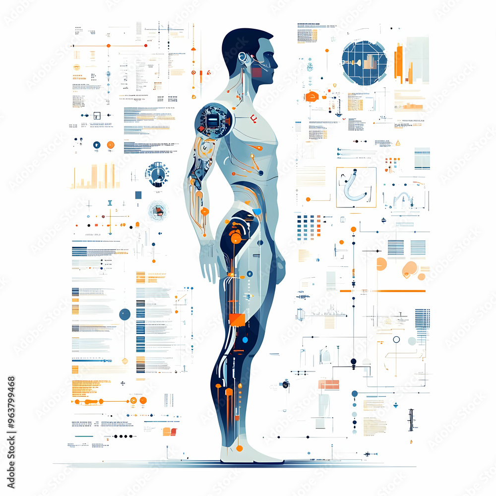 Minimalistic Flat AI Powered Human Machine Interface Vector: A Clean ...