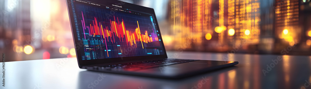 Dynamic Laptop with Holographic Charts Projecting Vivid Data ...