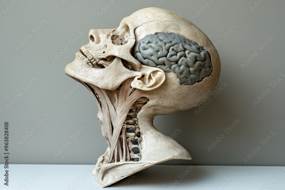 Efferent neurons medulla oblongata and cerebral cortex cross section of ...