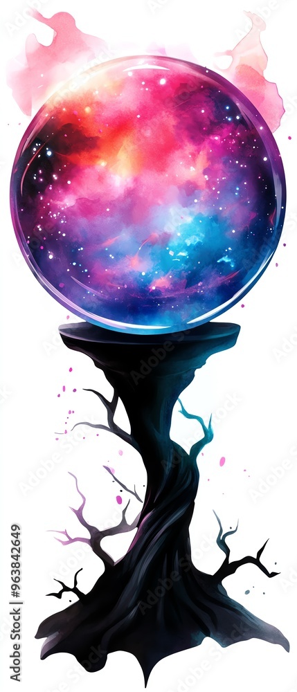 Witch s crystal ball clipart, Halloween magic element, watercolor ...