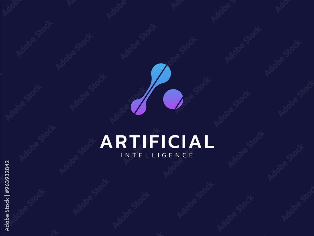 Artificial intelligence with letter A Triangle Geometric network ...