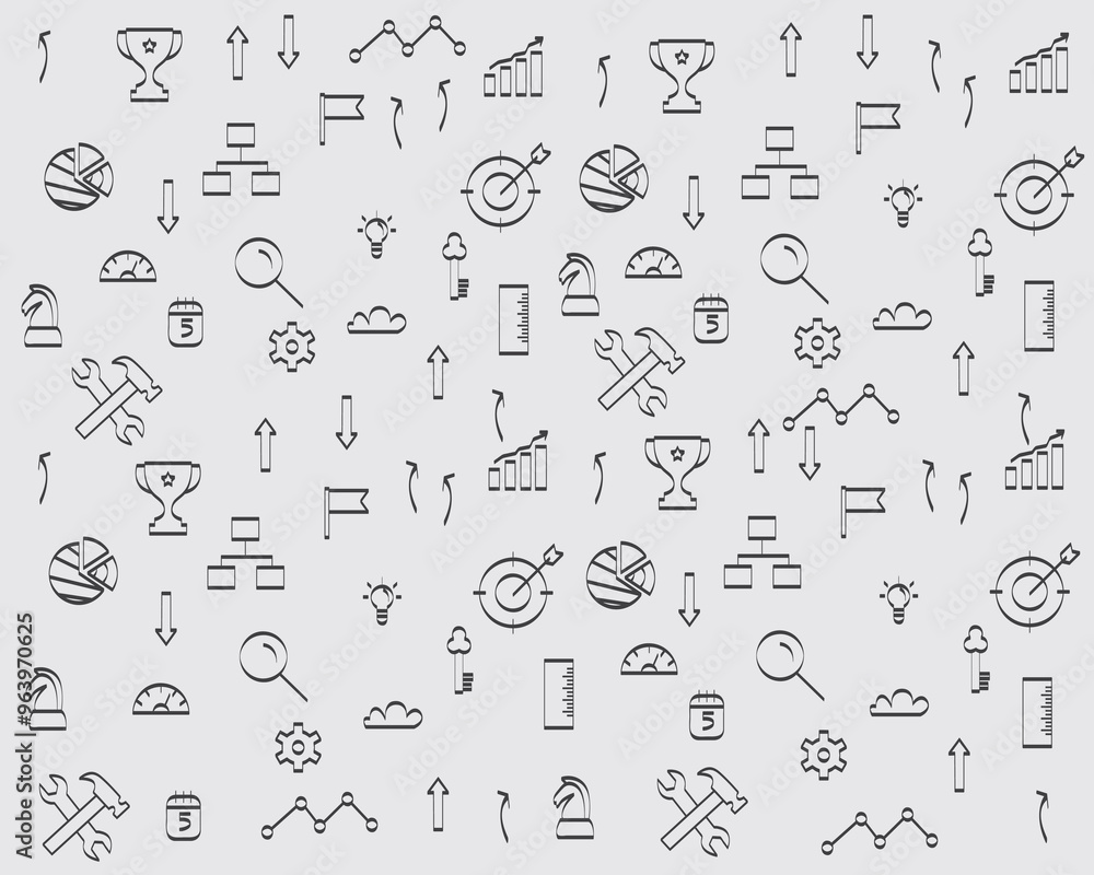 hand drawn key performance indicator doodle seamless pattern background ...