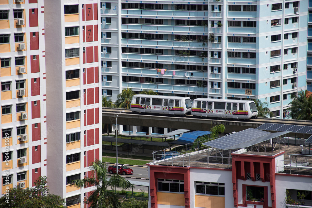 Self Driving Light Rapid Transit LRT on elevated tracks in Singapore ...
