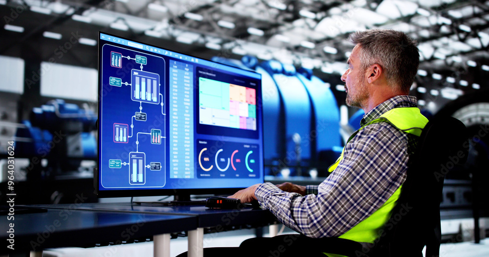 Engineer Operators Using Scada System Stock Photo | Adobe Stock