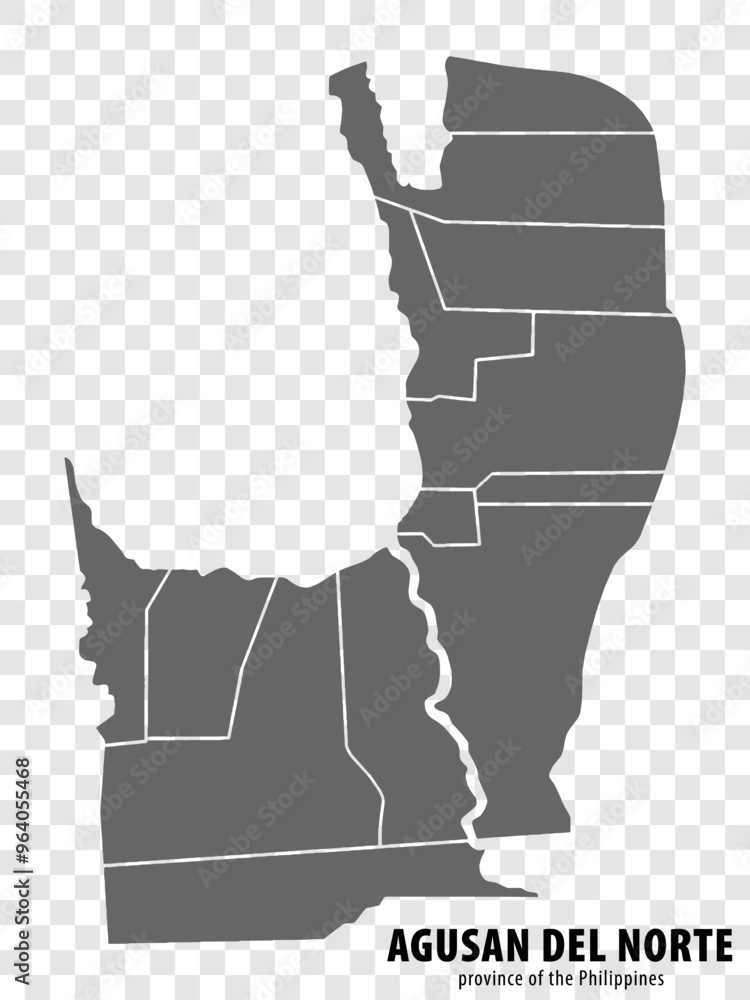 Blank map Agusan del Norte of Philippines. High quality map Province ...