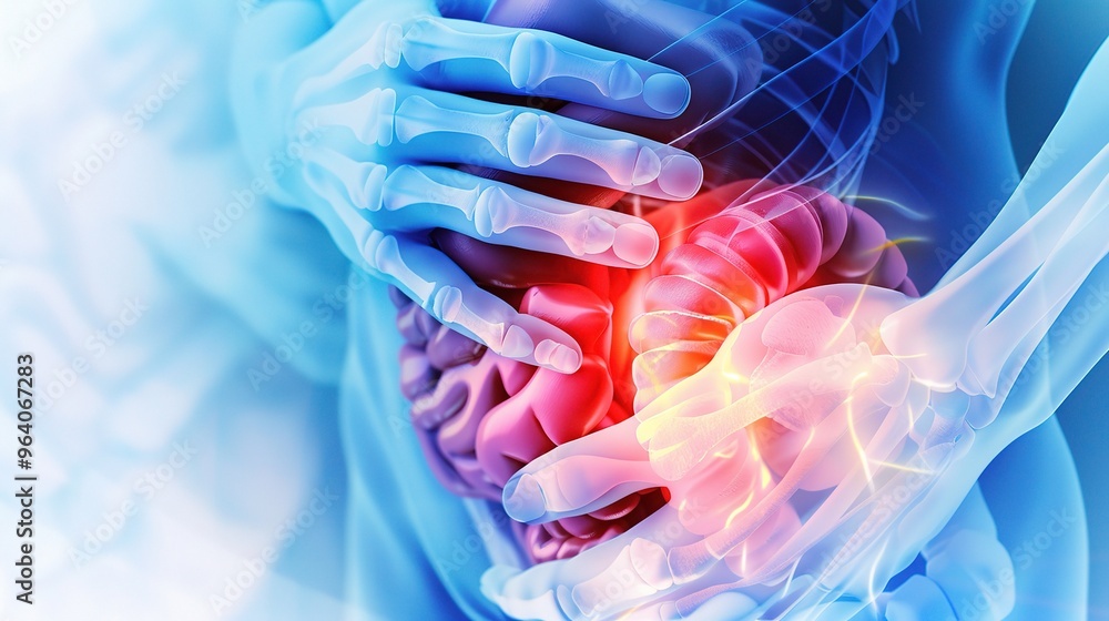 A detailed look at appendicitis showing the affected area. The appendix ...