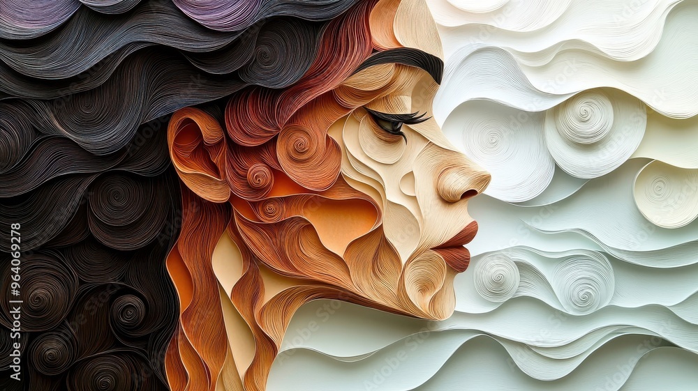 Intricate paper art style depiction of women with skin, featuring cut ...