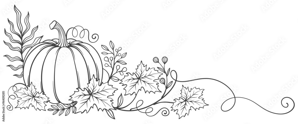 Pumpkin line art style vector illustration Stock Vector | Adobe Stock