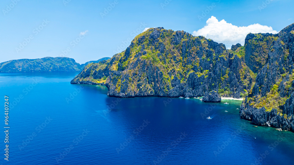 Coron, Palawan, Philippines, aerial view of beautiful lagoons and ...