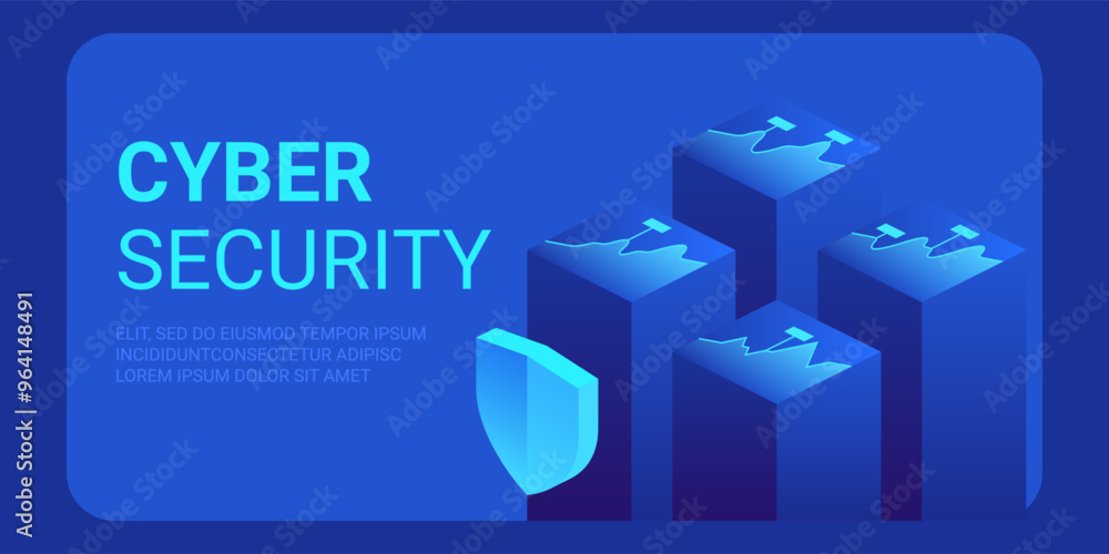 Cyber security isometric concept. Antivirus, encryption, cloud data protection. Software ...