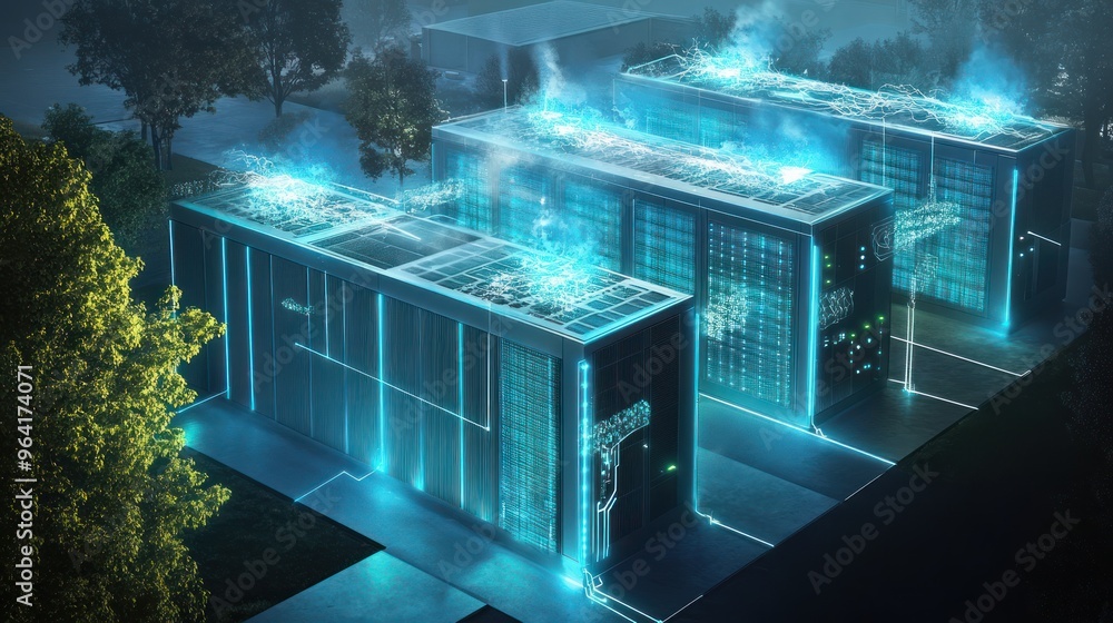 isometric A conceptual diagram showing how hydrogen can be integrated into powering large data ...