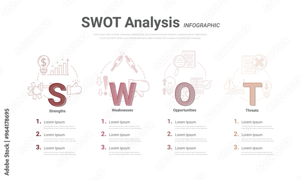 SWOT analysis infographic, SWOT Icon elements, CAnalysis strategy with ...