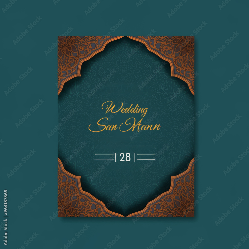 Traditional Indian Mughal wedding invitation card design background ...